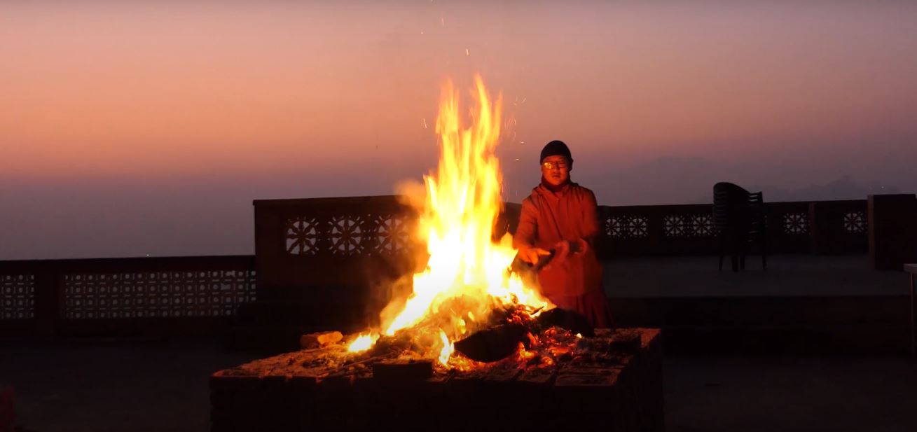 “Fire puja”, a ritual unique to Yungdrung Bon was documented at Triten ...